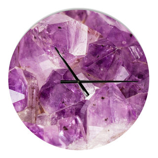 Purple Amethyst Macro Large Modern Wall Clock, 36