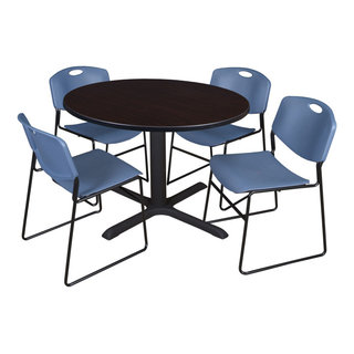 Cain 48" Round Breakroom Table & 4 Zeng Stack Chairs, 48 - Contemporary ...