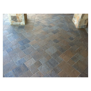 Basalite Artisan Slate Driveway Pavers with Real Napa Field Stone Walls ...