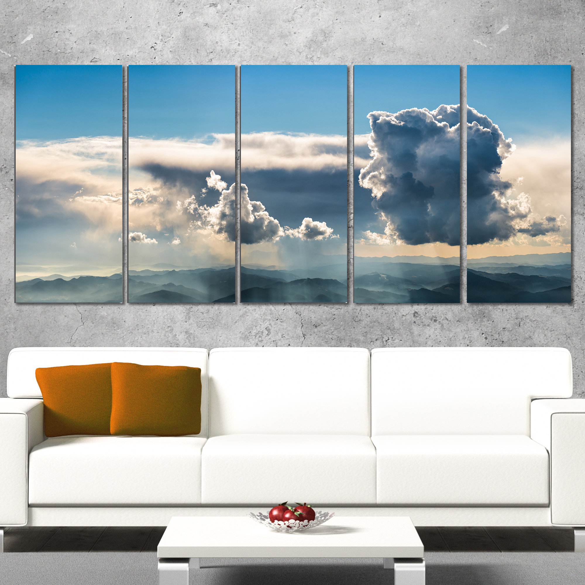 "Heavy Clouds in Sky Panoramic View" Landscape Art Wall Art, 60"x28" 5 ...
