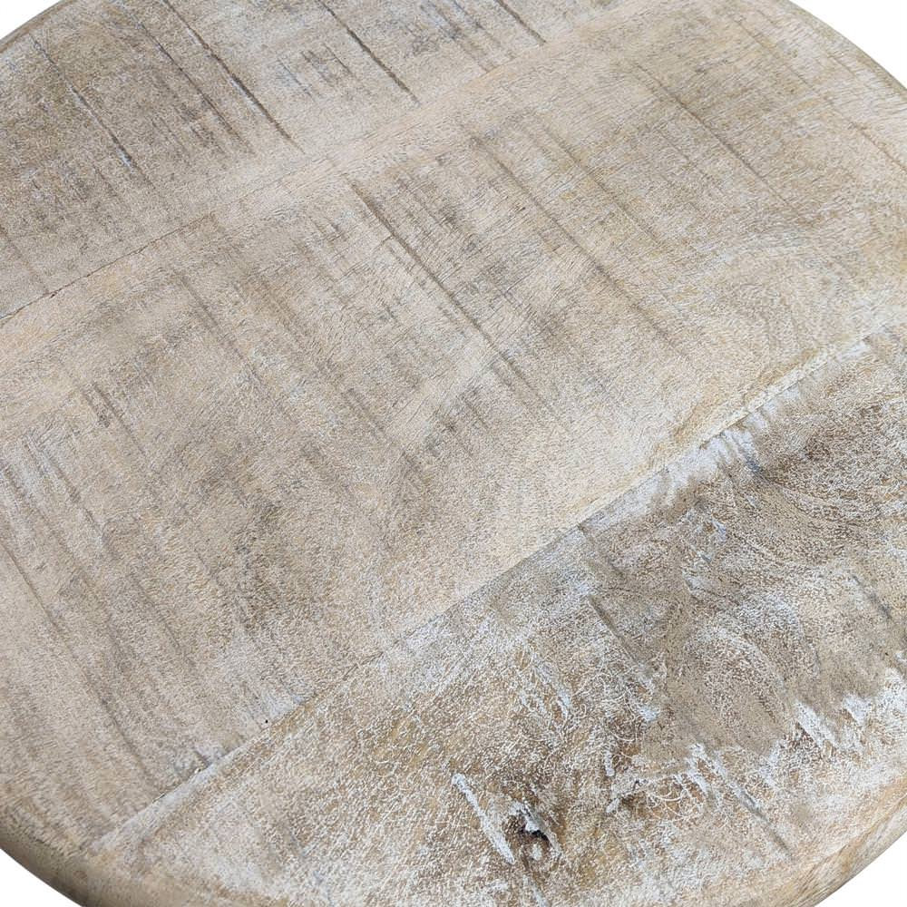 Justin Adjustable Barstool - Natural Driftwood Seat - Aged Iron Base ...