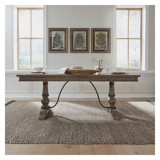 Trestle Table Set in Poplar & Rubberwood Solids w/ White Oak Veneers - Contemporary - Dining ...