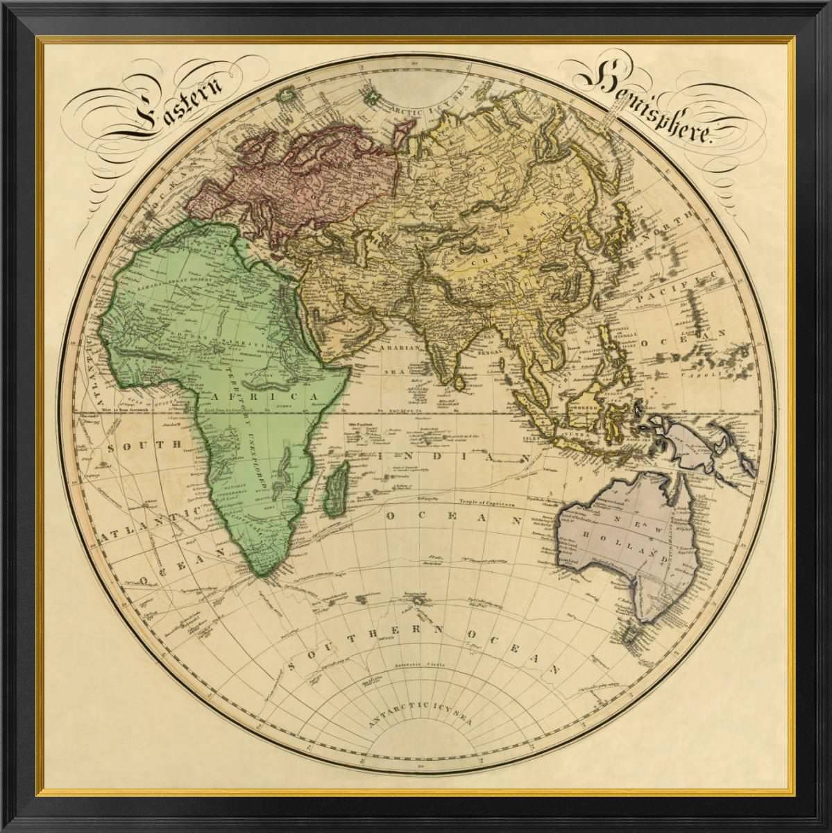 "Eastern Hemisphere, 1831" Framed Canvas Giclee by Daniel Lizars, 20 ...