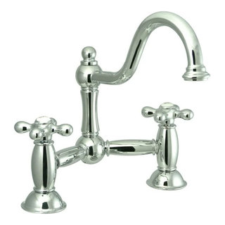 Vintage Style Bridge Faucet with Arched Spout and Brass Cross Handles ...