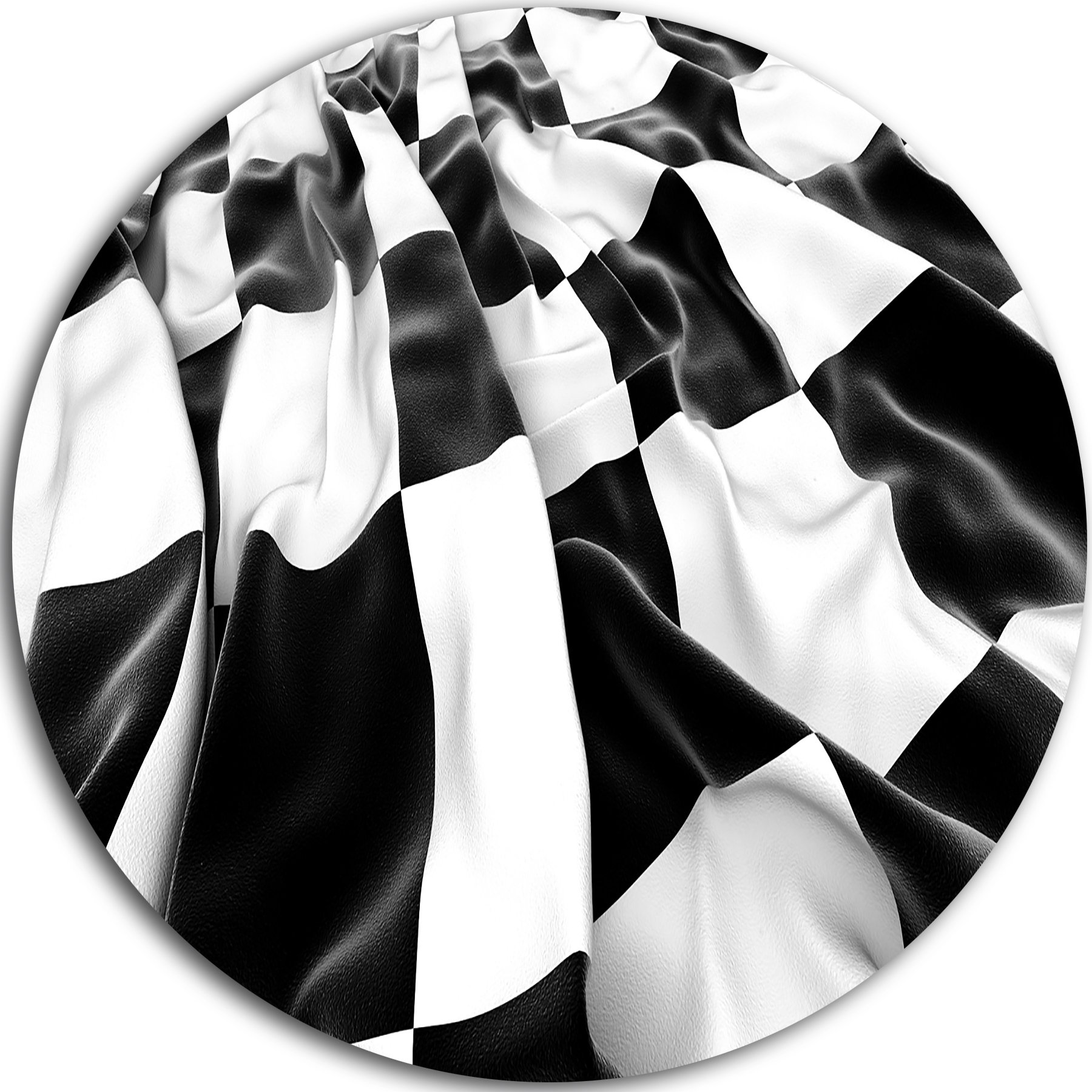 3D Checkered Flag, Abstract Digital Art Round Wall Art, Disc of 36 inch ...