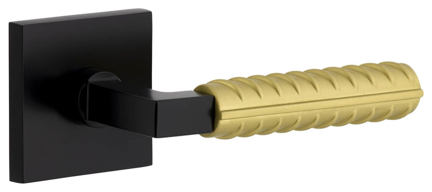Quadrato Rosette Satin Black With Satin Brass Contempo Rebar Lever ...