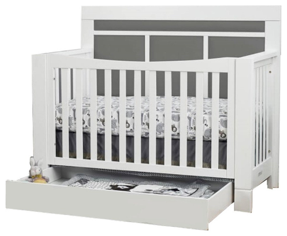 Orbelle Crystal Modern Solid Wood Convertible Crib with Gray Padding in ...