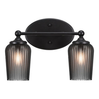 Capri 2-Light Bath Bar, Matte Black/Smoke Textured - Transitional ...