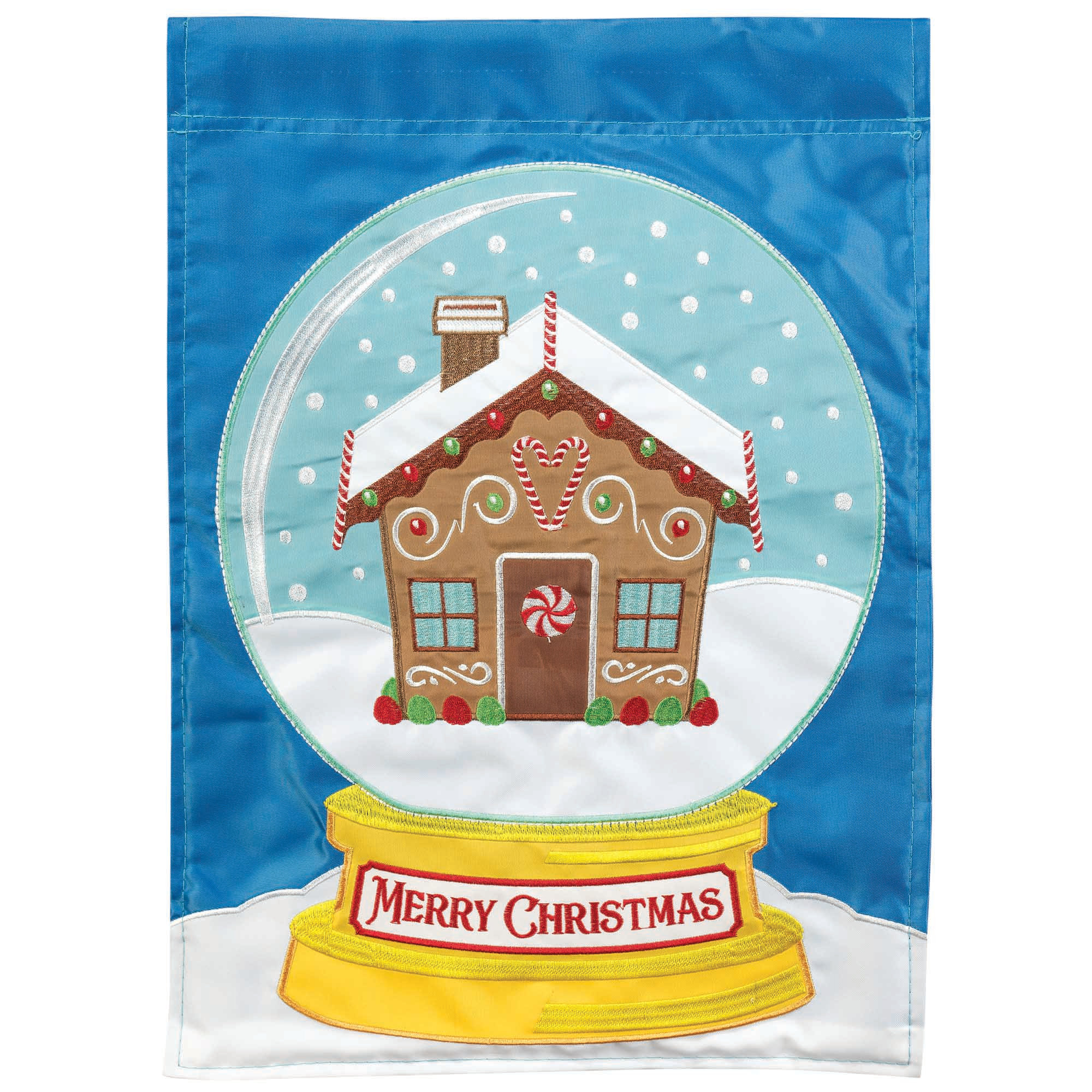 Gingerbread Snowglobe, Applique Flag - Traditional - Flags And ...