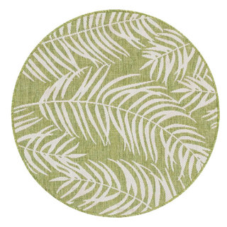 Rug Unique Loom Outdoor Botanical Green Round 4' 0 x 4' 0 - Tropical ...