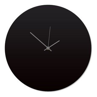 Contemporary Clock 'Blackout Grey Circle Clock' Artisan-Made Black ...