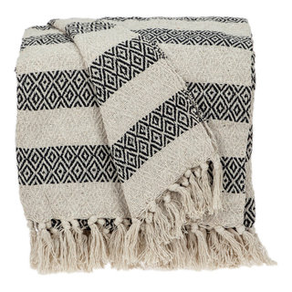 Black and Beige Diamond Weave Soft Cotton Handloom Throw - Scandinavian ...