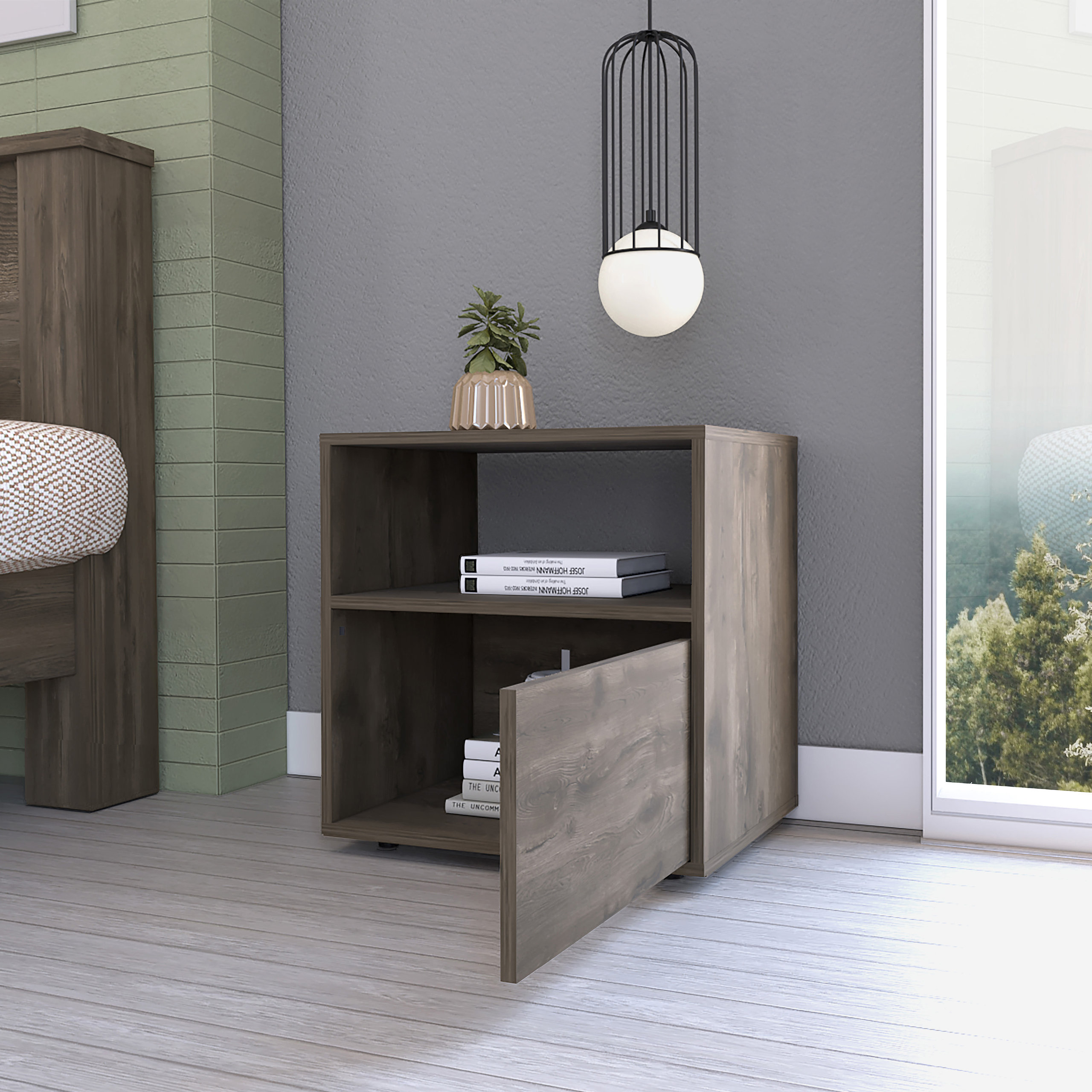 Valencian Nightstand With Open Shelf and Cabinet - Transitional - Nightstands And Bedside Tables ...