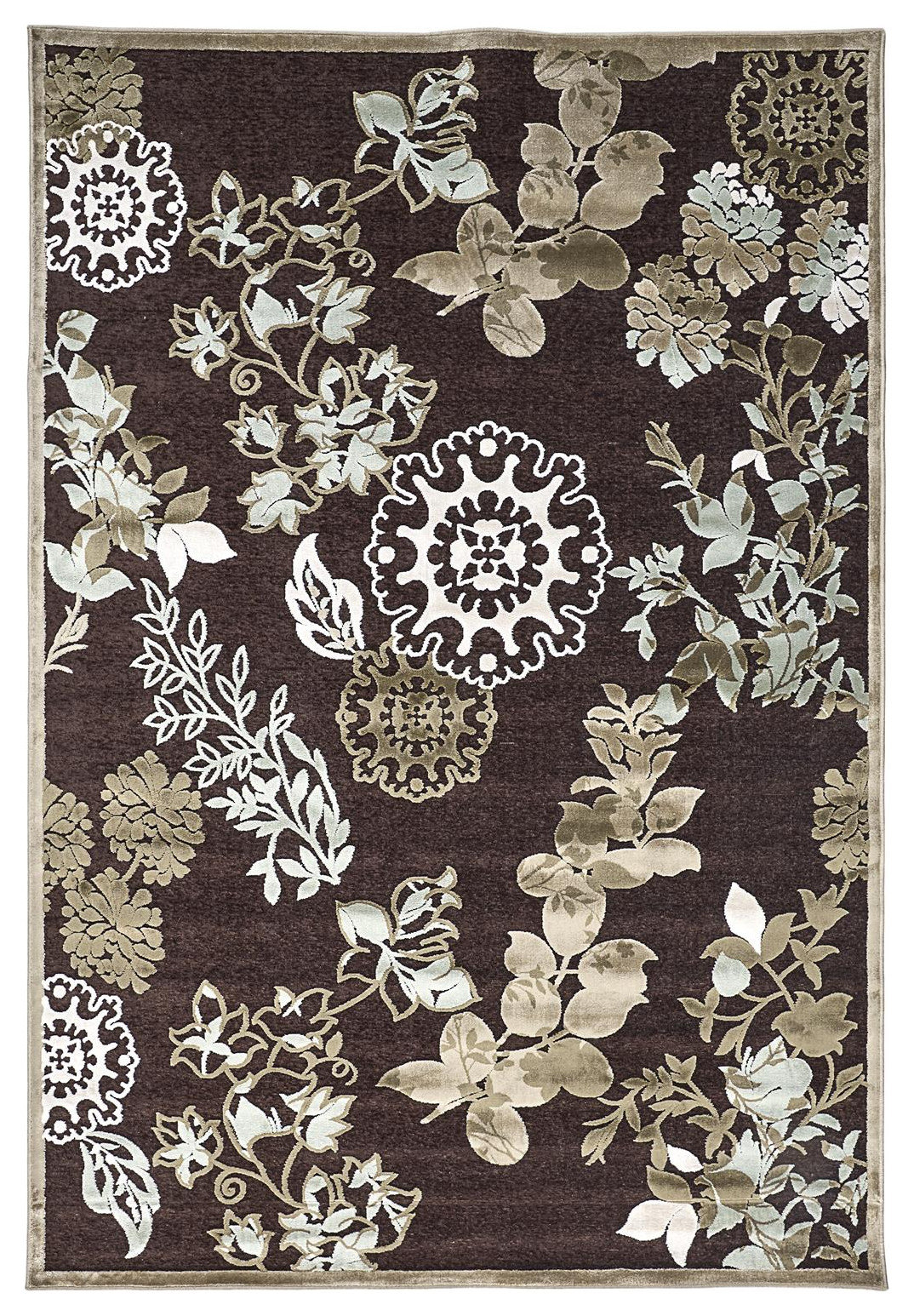 Weave & Wander Soho Mah Soft Chenille Rug, Brown/Green, 5'3"x7'6 ...