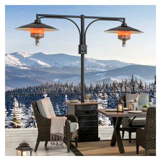 Sunjoy Outdoor Patio 45,000 BTU Black Steel Propane Dual Heater w ...