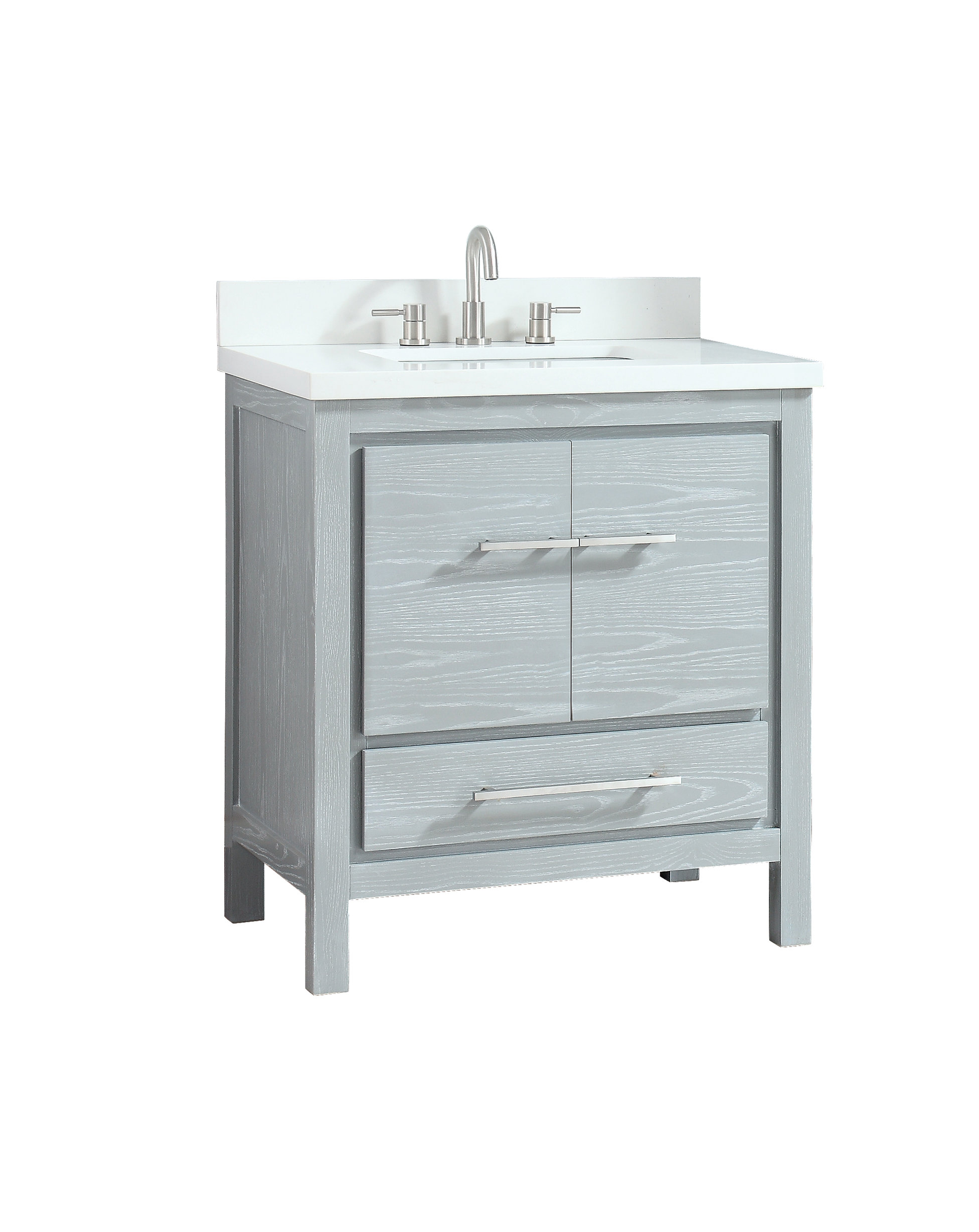 Azzuri Riley Vanity Combo, Sea Salt Gray With White Quartz Top, 31w X ...