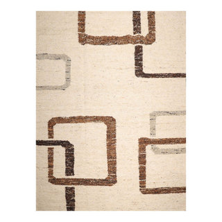 9'x12' Hand Woven Wool Oriental Area Rug, Oatmeal, Brown Color, 9x12 ...