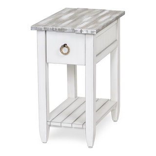 Picket Fence Chairside Table, Distressed Gray/White - Side Tables And ...