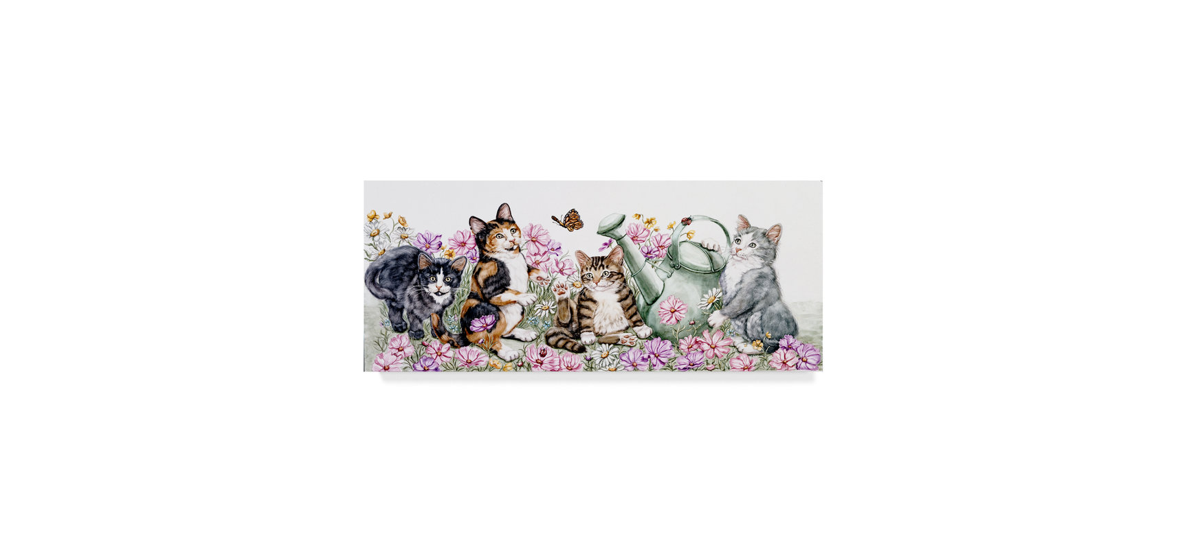 Jan Benz 'Flower Cats' Canvas Art, 24"x10" - Farmhouse - Prints And ...