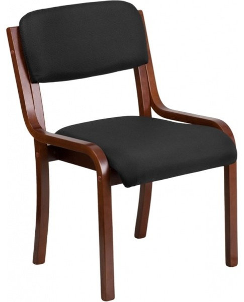 Flash Walnut Wood Side Reception Chair/Black Fabric Seat - UH-5071-BK ...