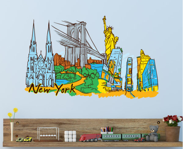 Famous City Vinyl Wall Decal FamousCityUScolor011, 48 in ...