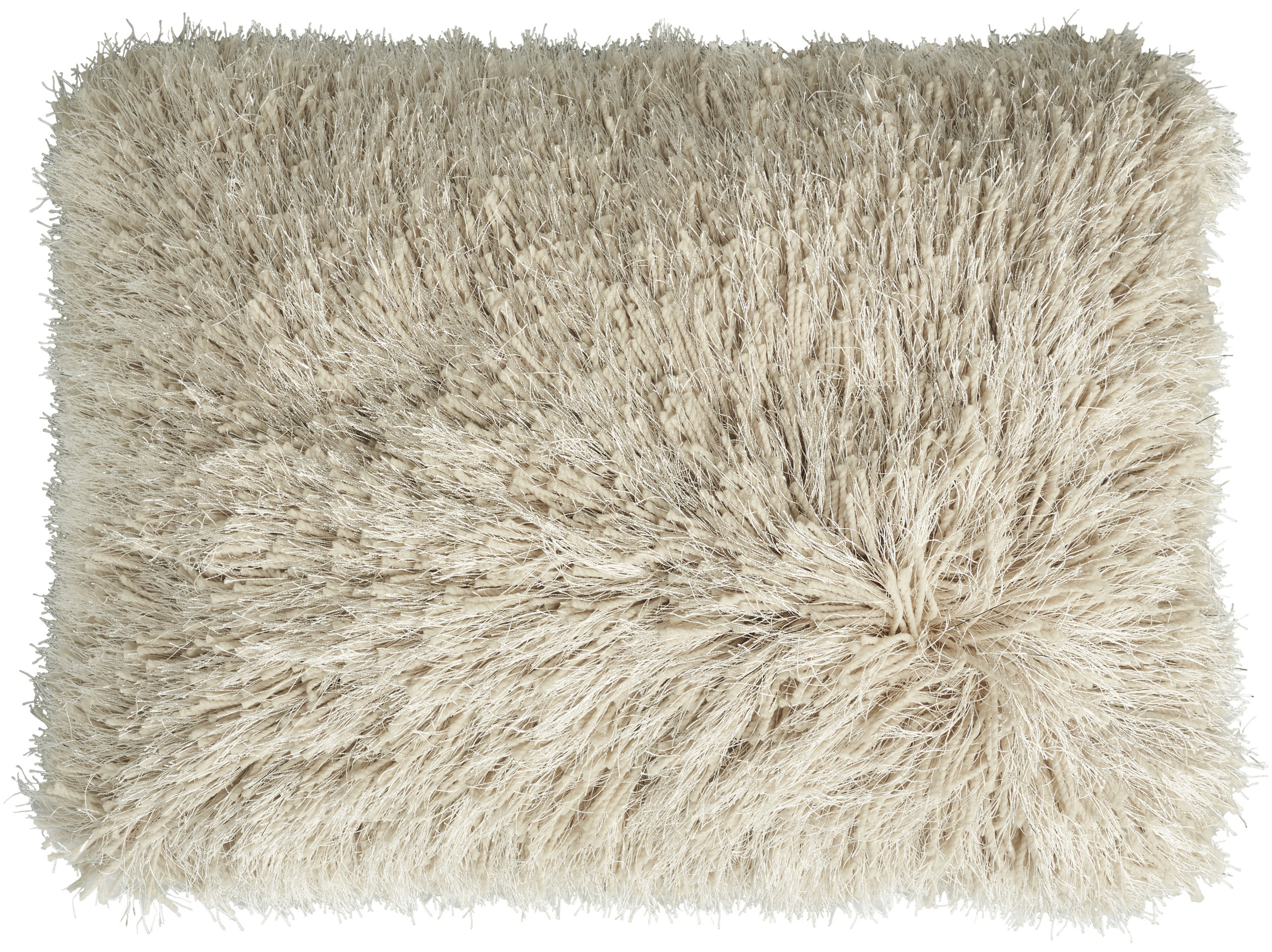 Mina Victory Shag Yarn Shimmer Shag 14" x 20" Beige Indoor Throw Pillow ...