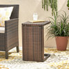 Forrest Outdoor Wicker C-Shaped Side Table, Single - Tropical - Outdoor ...