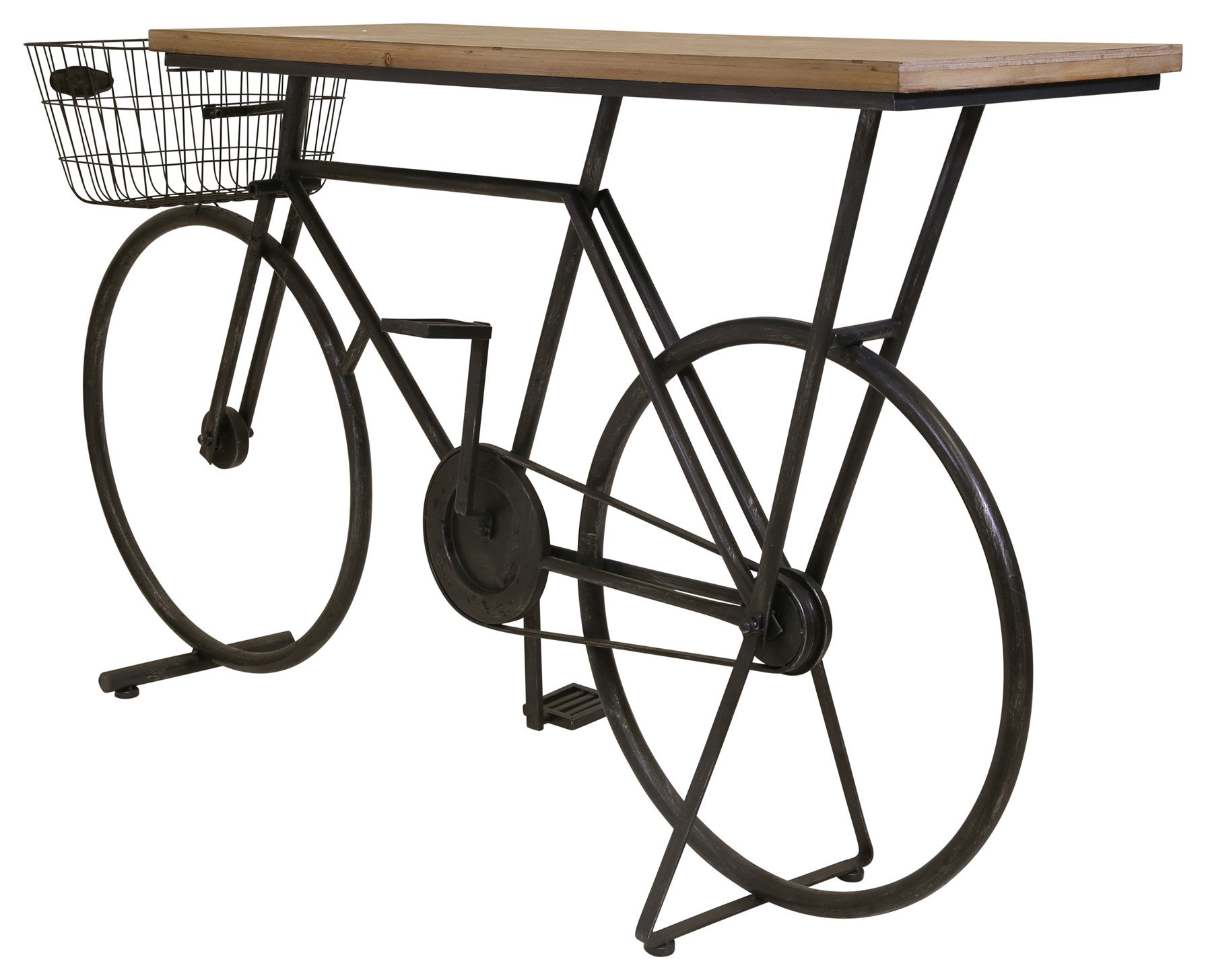 Benzara BM228951 Rectangular Wood Top Console Table, Bicycle Design ...