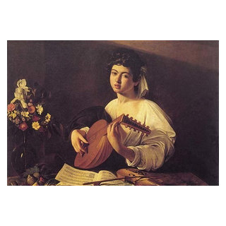 Musician Playing Lute, 12" x 18" - Traditional - Prints And Posters ...