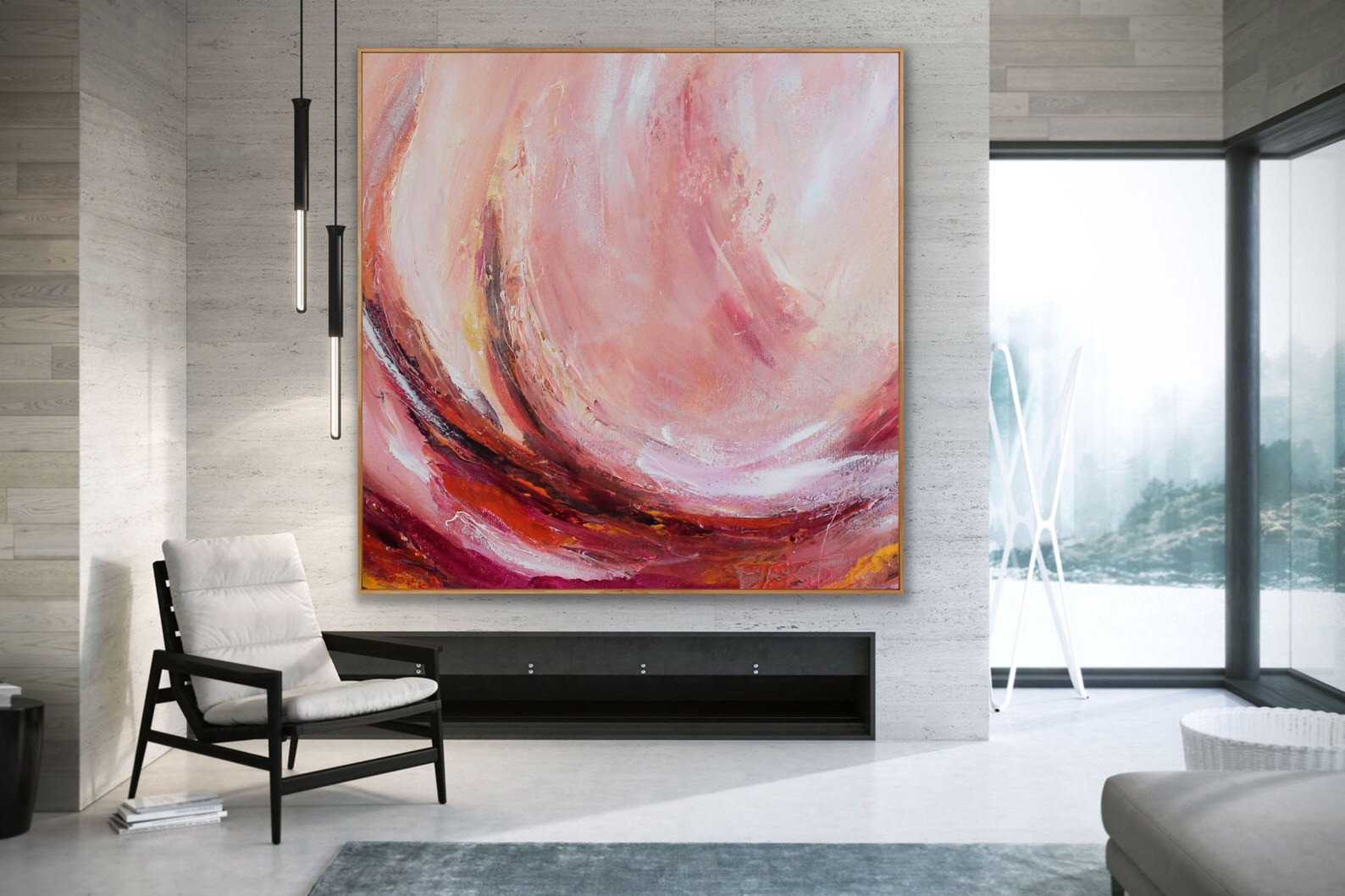 "Blush" 60x60 inches Red Contemporary Art Large Modern Painting ...
