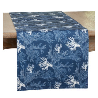 Table Runner With Sea Coral Design, 16"x72" - Beach Style - Table ...