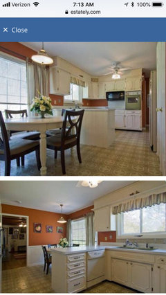 How to update kitchen with almond counter tops and appliances