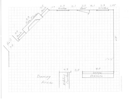 How to furnish this odd shaped living room which opens into the dining