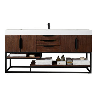 Columbia 72" Single Vanity Coffee Oak Matte Black, Glossy White ...