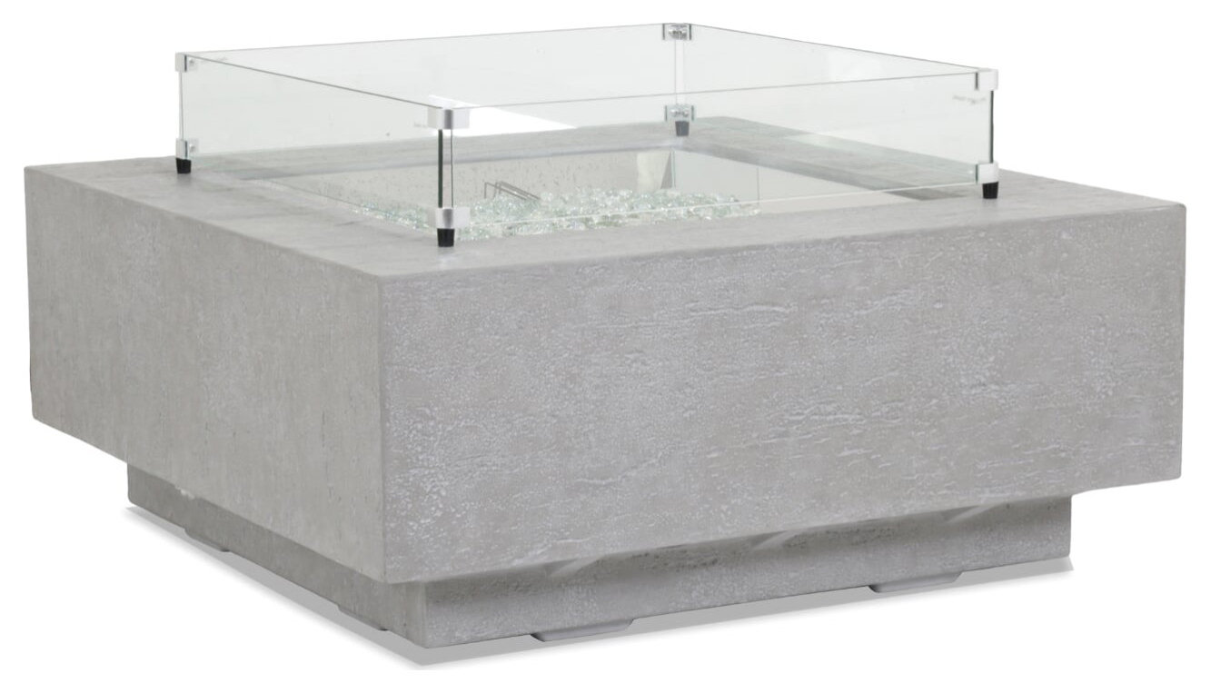 Bazaar Glass Surround Gravelstone Square Outdoor Fire Table ...