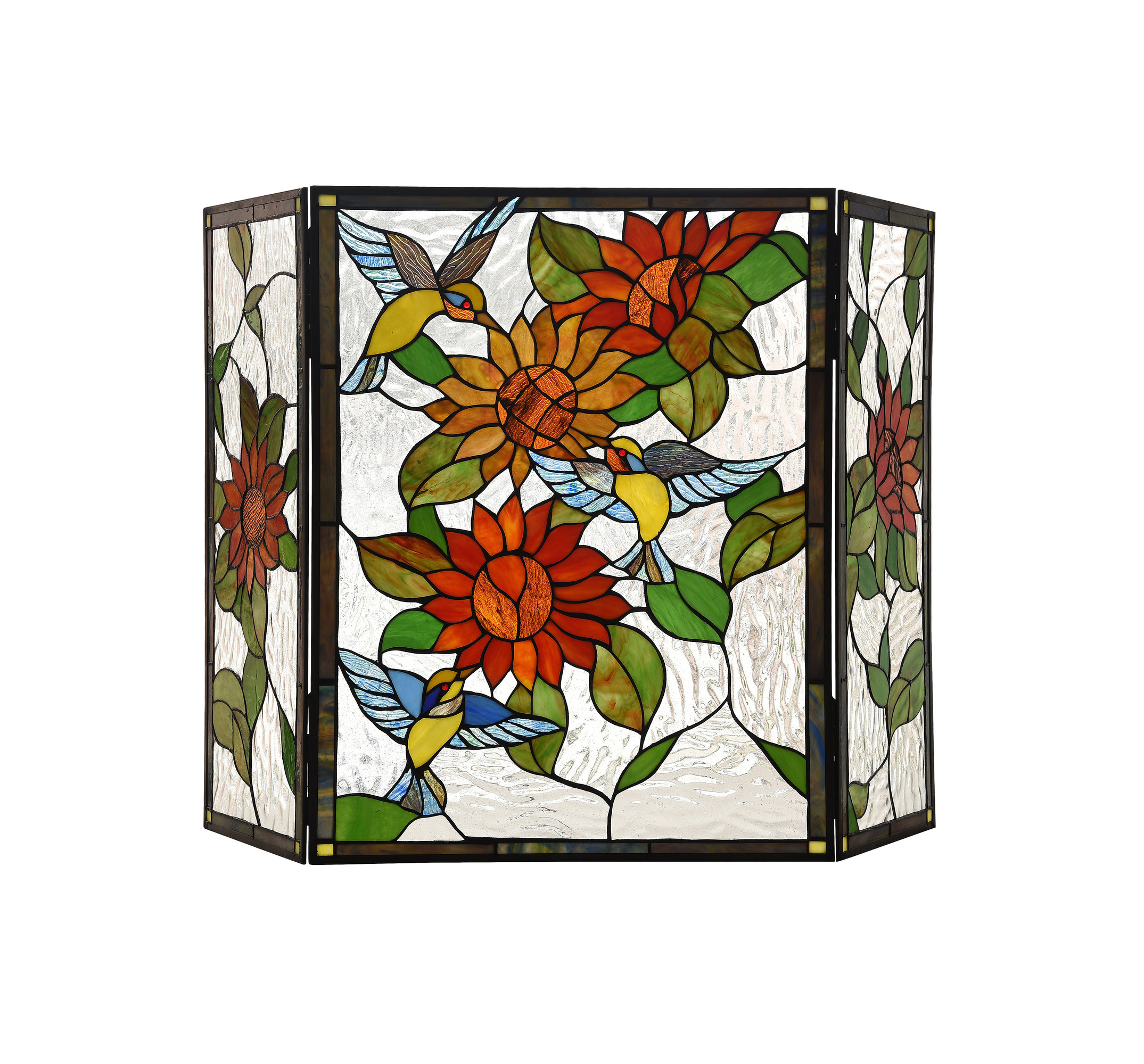 CHLOE Lighting Sunflower Tiffany 3-Piece Folding Floral Fireplace ...