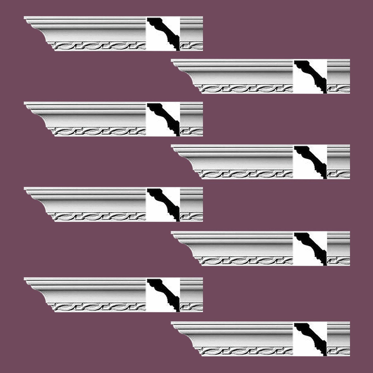 Ornate Cornice White Urethane Pembroke Design 8 Pieces Totaling 752 ...