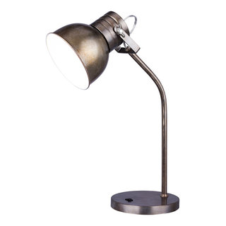 Rust Brushed Steel Metal Table Lamp in a Task Lamp Style, 21.5 ...