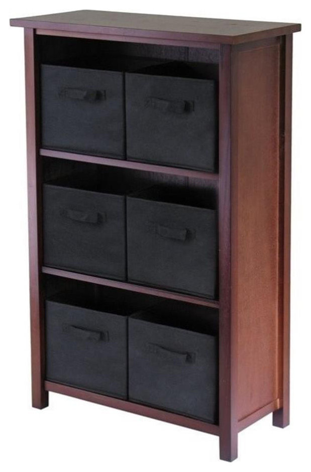 Pemberly Row 4-Tier Medium Solid Wood Storage Shelf with Baskets in ...