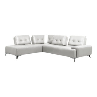 ACME Turano Sectional Sofa, Pearl White Leather - Midcentury ...