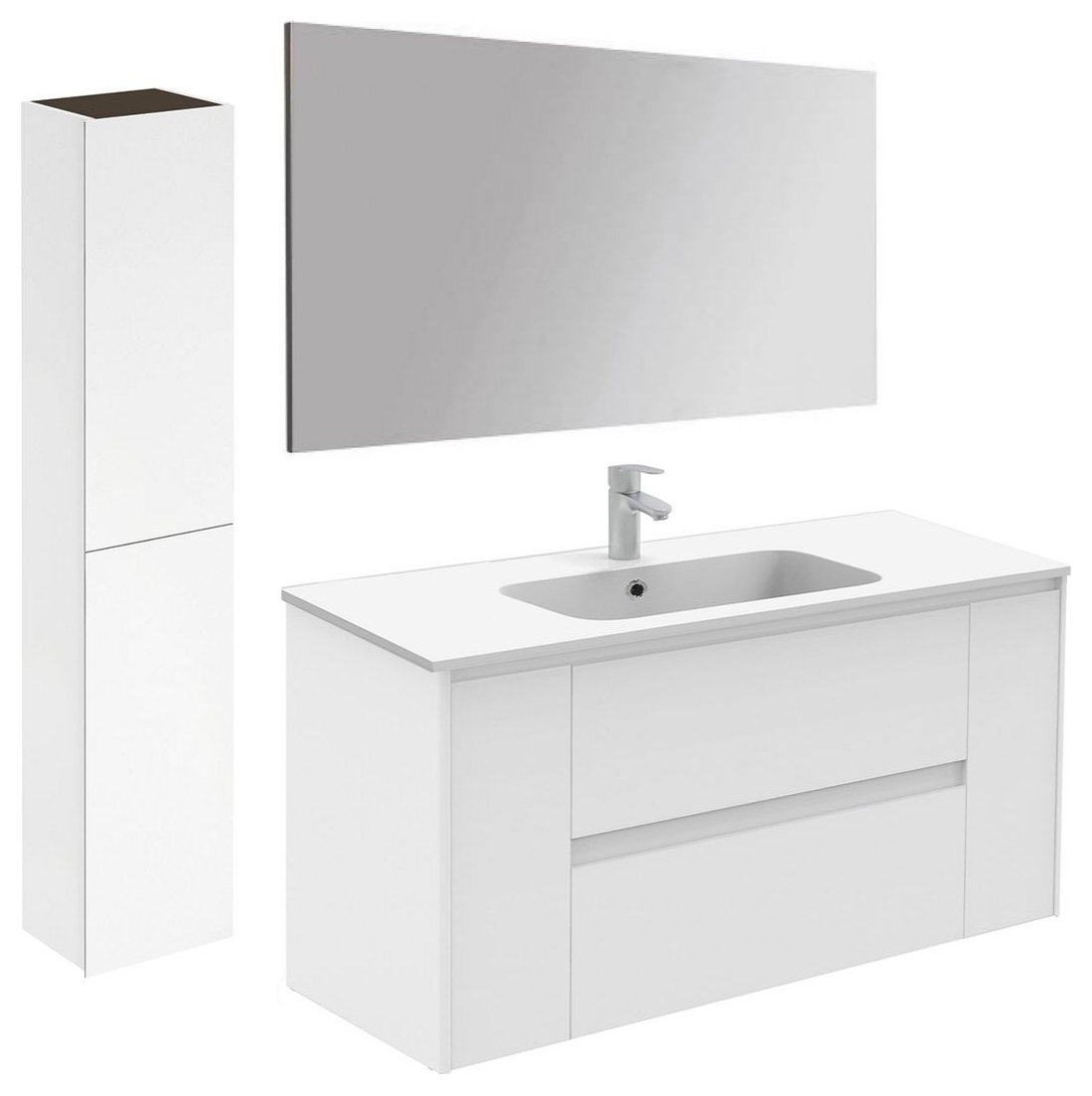 Ambra 120 Pack 2 Wall Mount Bathroom Vanity with Mirror and Column ...