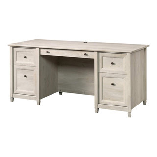 Stylish Chalked Chestnut Desk with Central Flip-Down Drawer ...