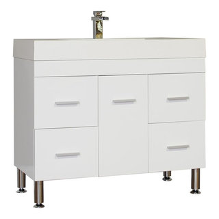 Greenville 39 inch Single Modern Bathroom Vanity in White ...