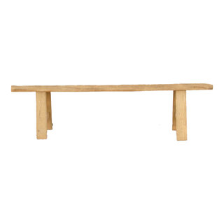 Asian Rustic Bleached Wood Bench - Rustic - Accent And Storage Benches ...