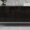 Modern Art Buffet Black Lacquer Cabinets Tempered Glass Base ...