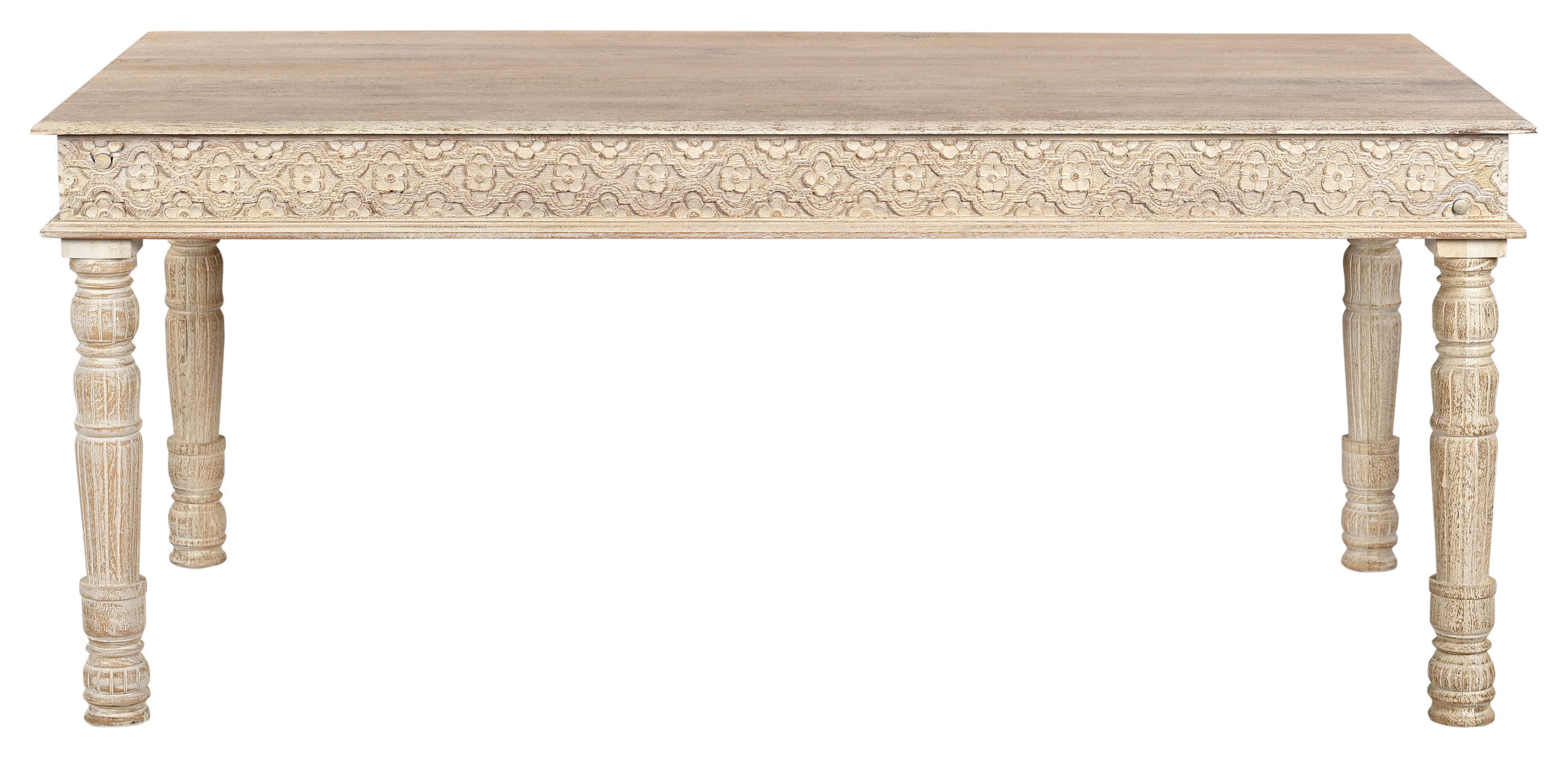Wiley Carved Dining Table, 72" W - Mediterranean - Dining Tables - by Taran Design | Houzz