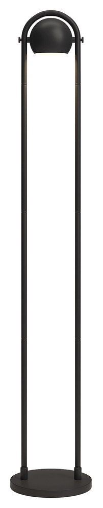64" Black Column Floor Lamp With Black Globe Shade - Transitional ...