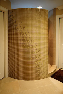 Circular shower...dictated by turret on exterior...