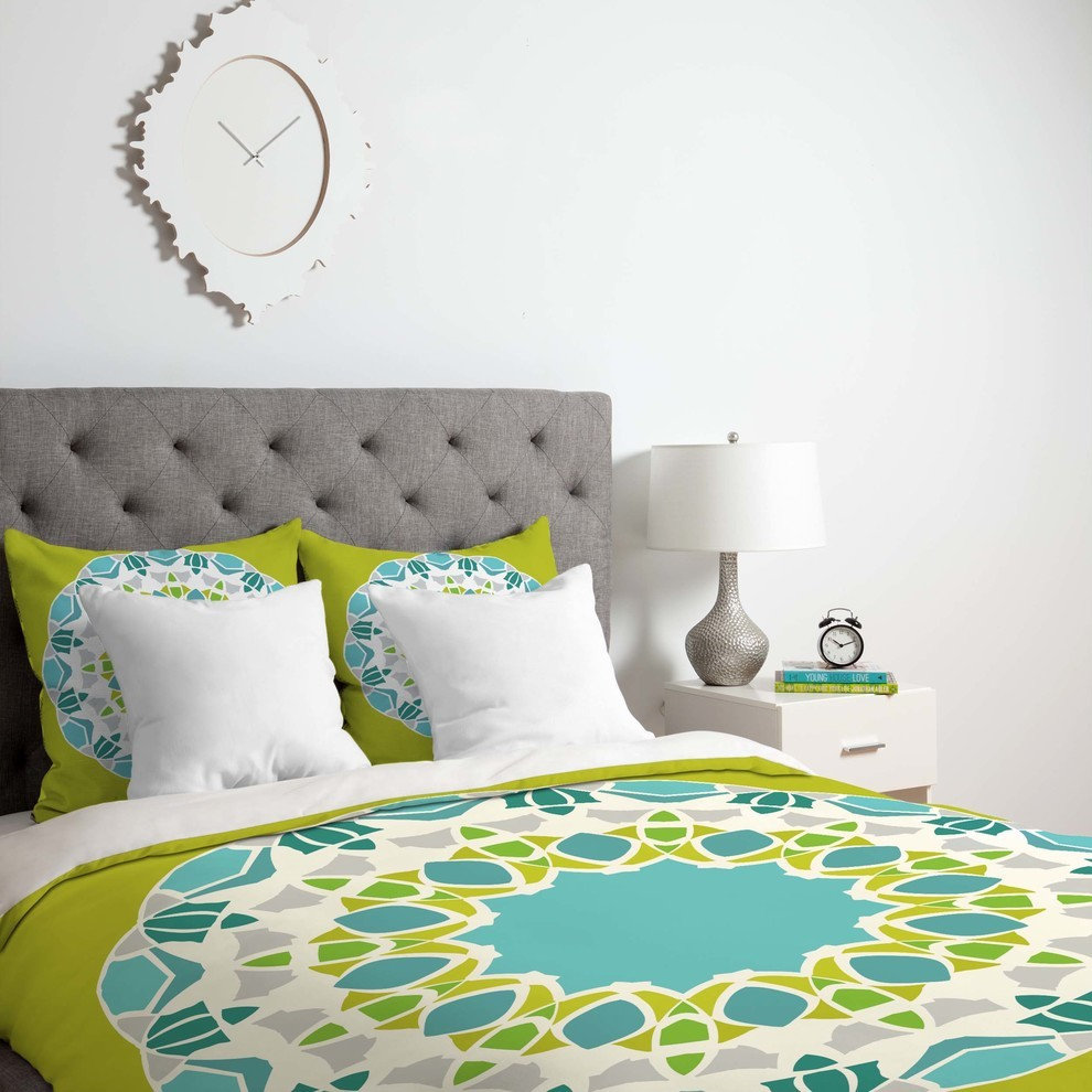 Deny Designs Karen Harris Mod Medallion Green Duvet Cover, King ...