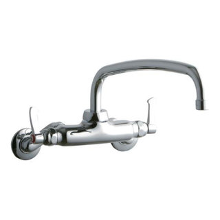 Elkay 12" Arc Tube Spout 2-Handle Wall Mount Commercial Faucet ...